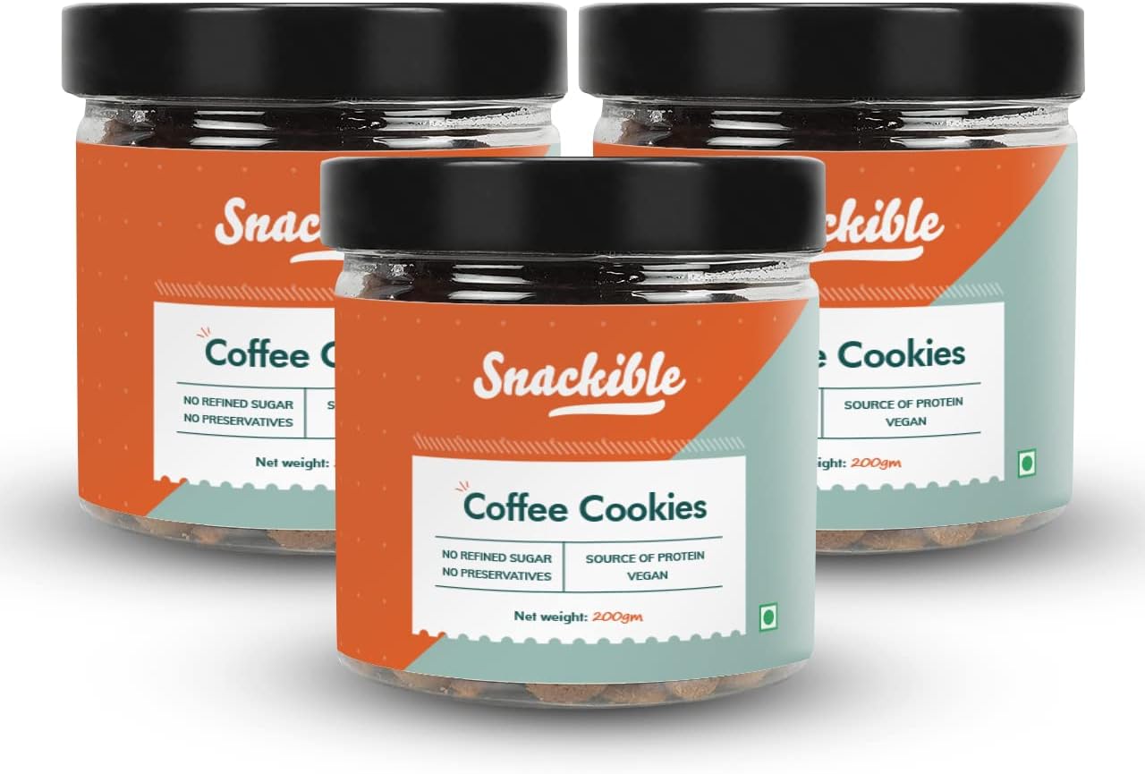 Snackible Coffee Cookies (Pack of 3) - 3x70gm | Vegan | No Refined ...