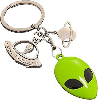 Amazon.com: Alien Head Key Chain,Planet Keychainj,Woman Green UFO Alien ...