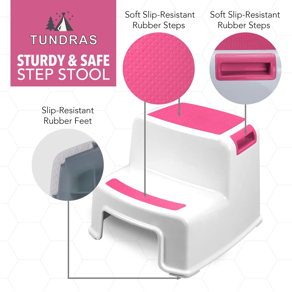 Tundras Two Step Kids Step Stools - 2 Pack, Pink - Child, Toddler ...