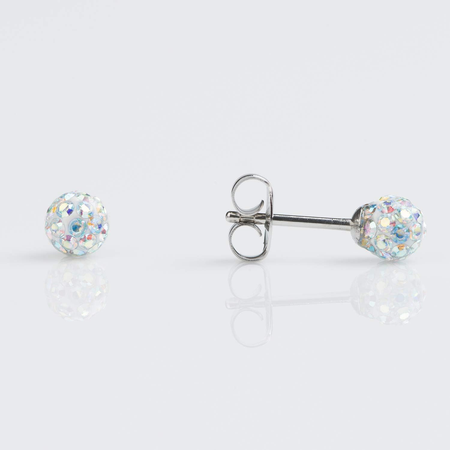 Amazon.com: STUDEX Sensitive AB Crystal Fireball Stud Earrings 4.5mm ...