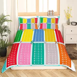 Amazon.com: Multiplication Table Bedding Set Math Theme Comforter Cover ...