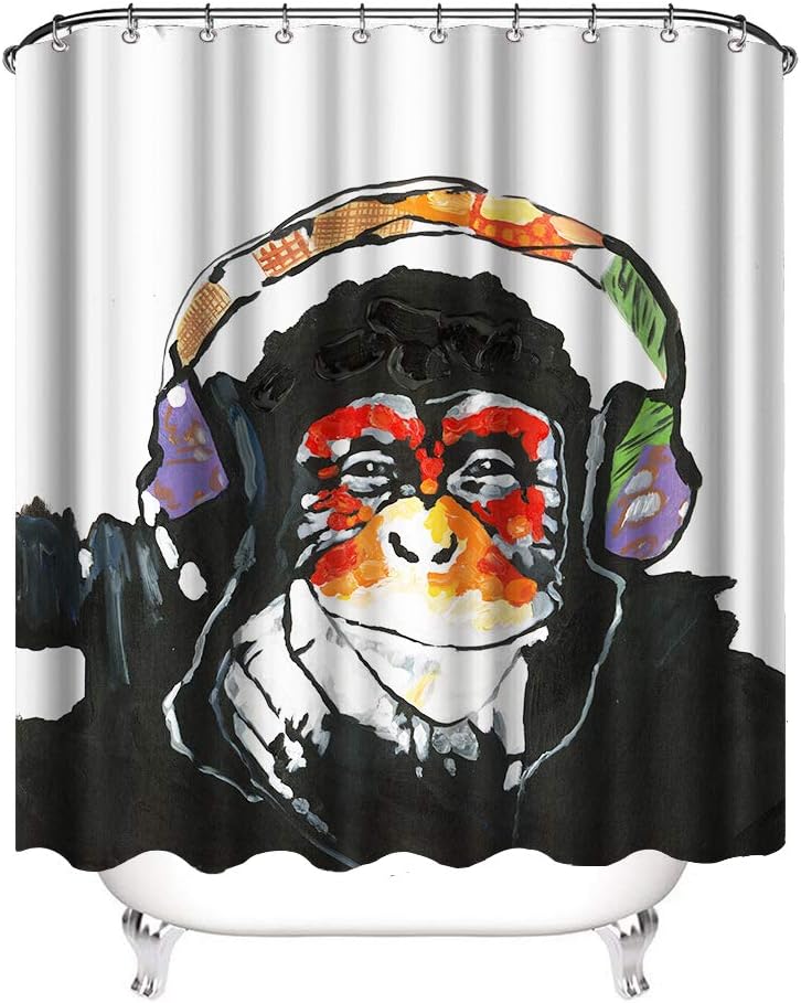 Amazon.com: VividHome Monkey Shower Curtains Funny Animal Chimpanzee ...