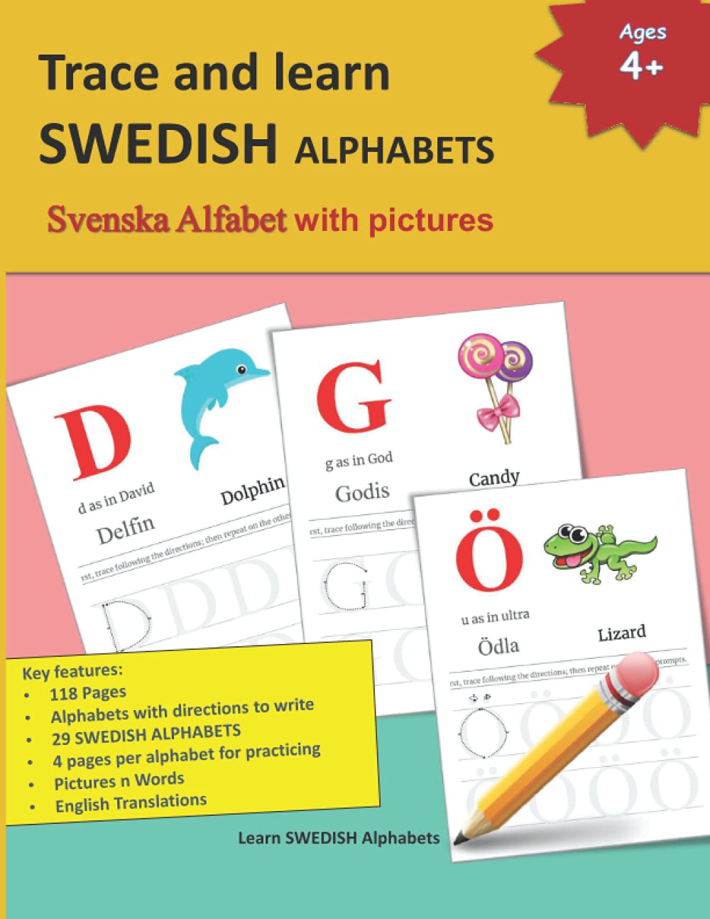 Buy Trace and learn SWEDISH ALPHABETS: Svenska Alfabet with pictures ...