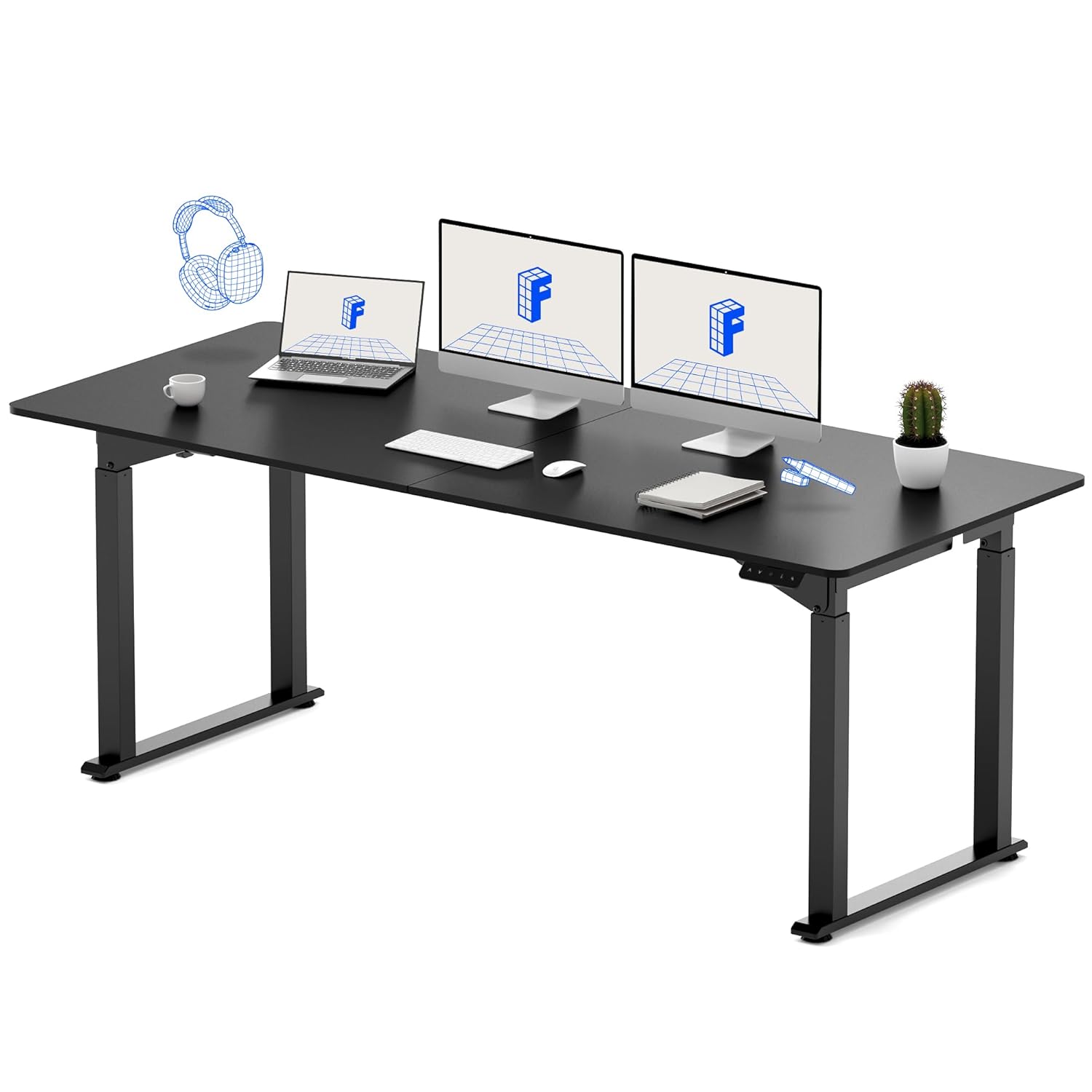 FLEXISPOT 4-Legs Dual Motors Electric Standing Desk, 180 x 80 cm Height ...