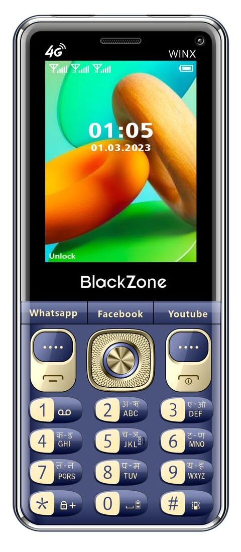 Black Zone Winx 4G Volte with 2.8 Inch keypad,Touch Screen & Support All Android Features (Blue ...