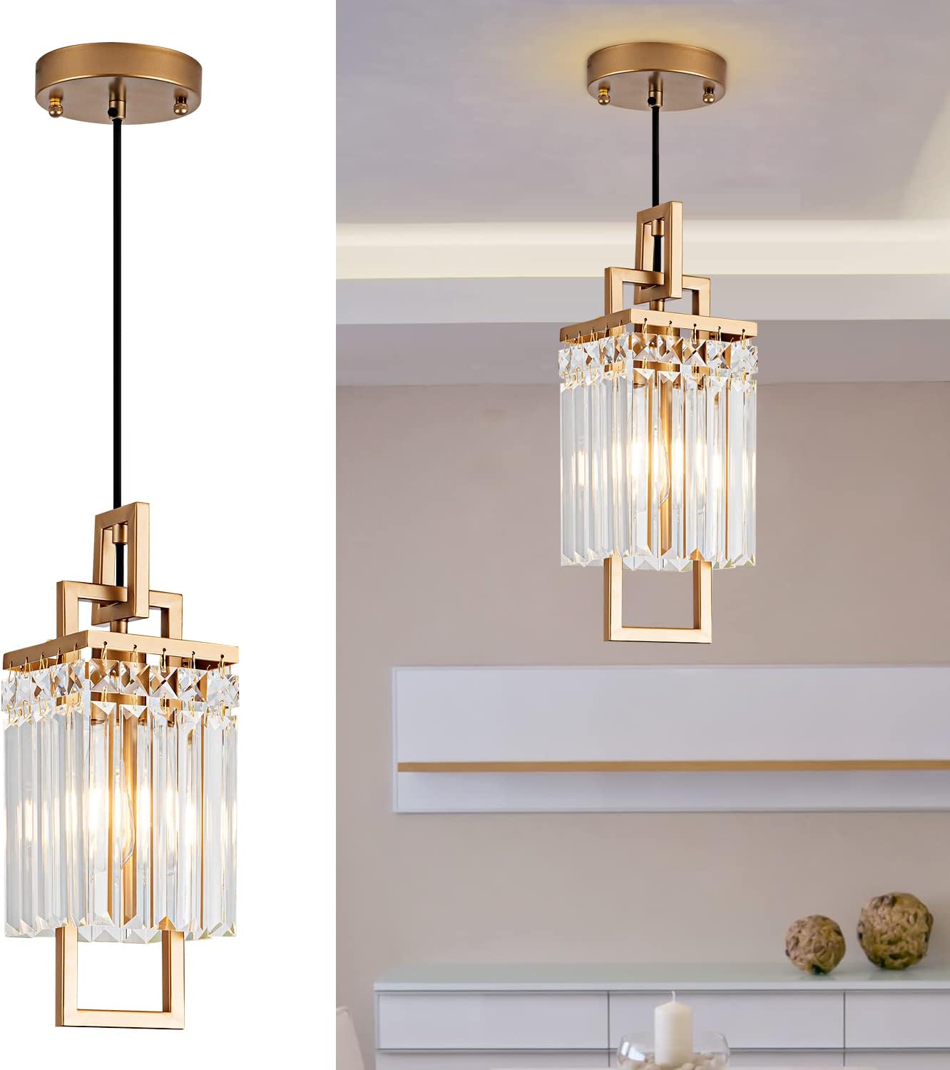 lighceac Modern Gold Pendant Light Fixtures for Kitchen Island and ...