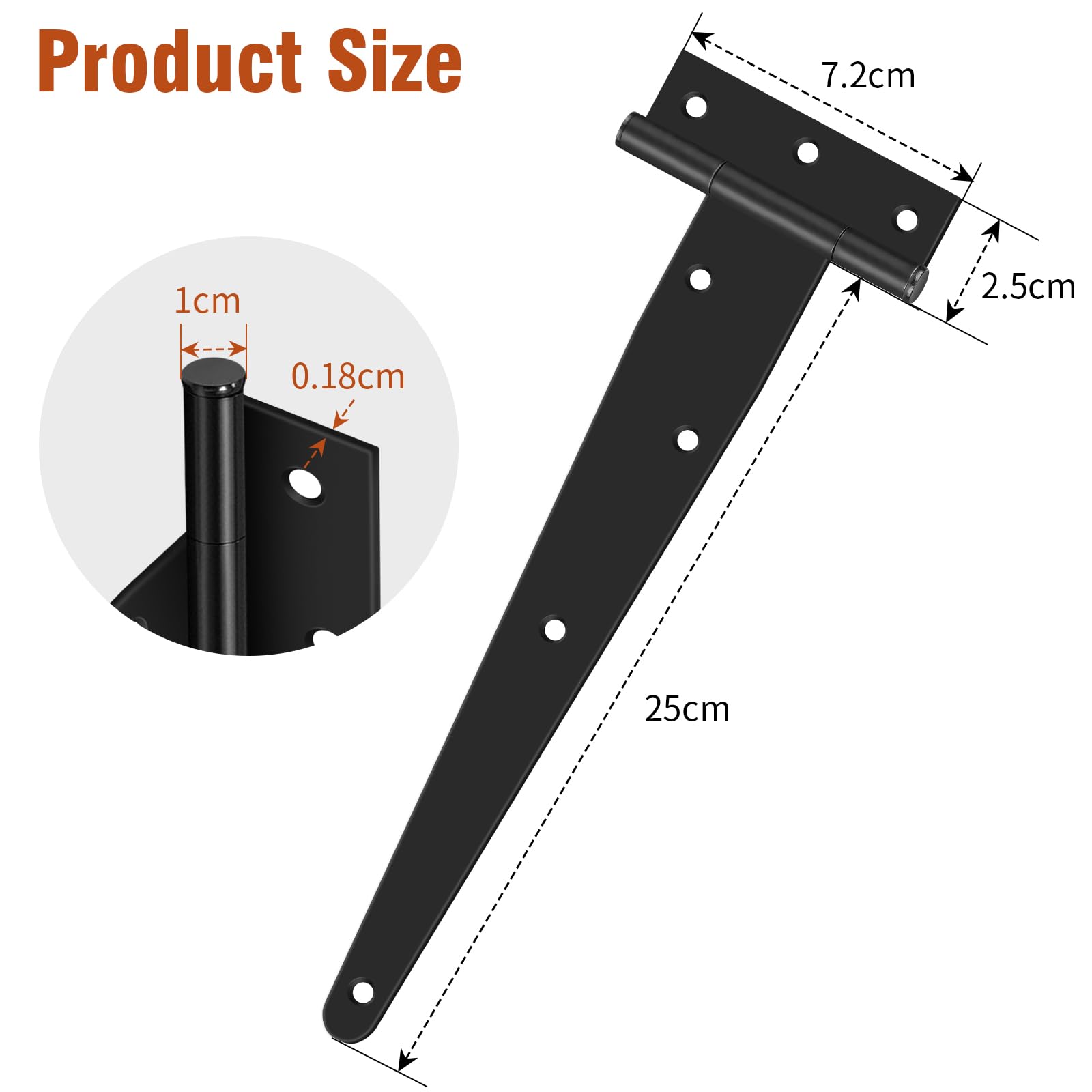 T Hinges Heavy Duty, 10 Inch Metal Door Hinge Indoor Outdoor, 6 Packs ...