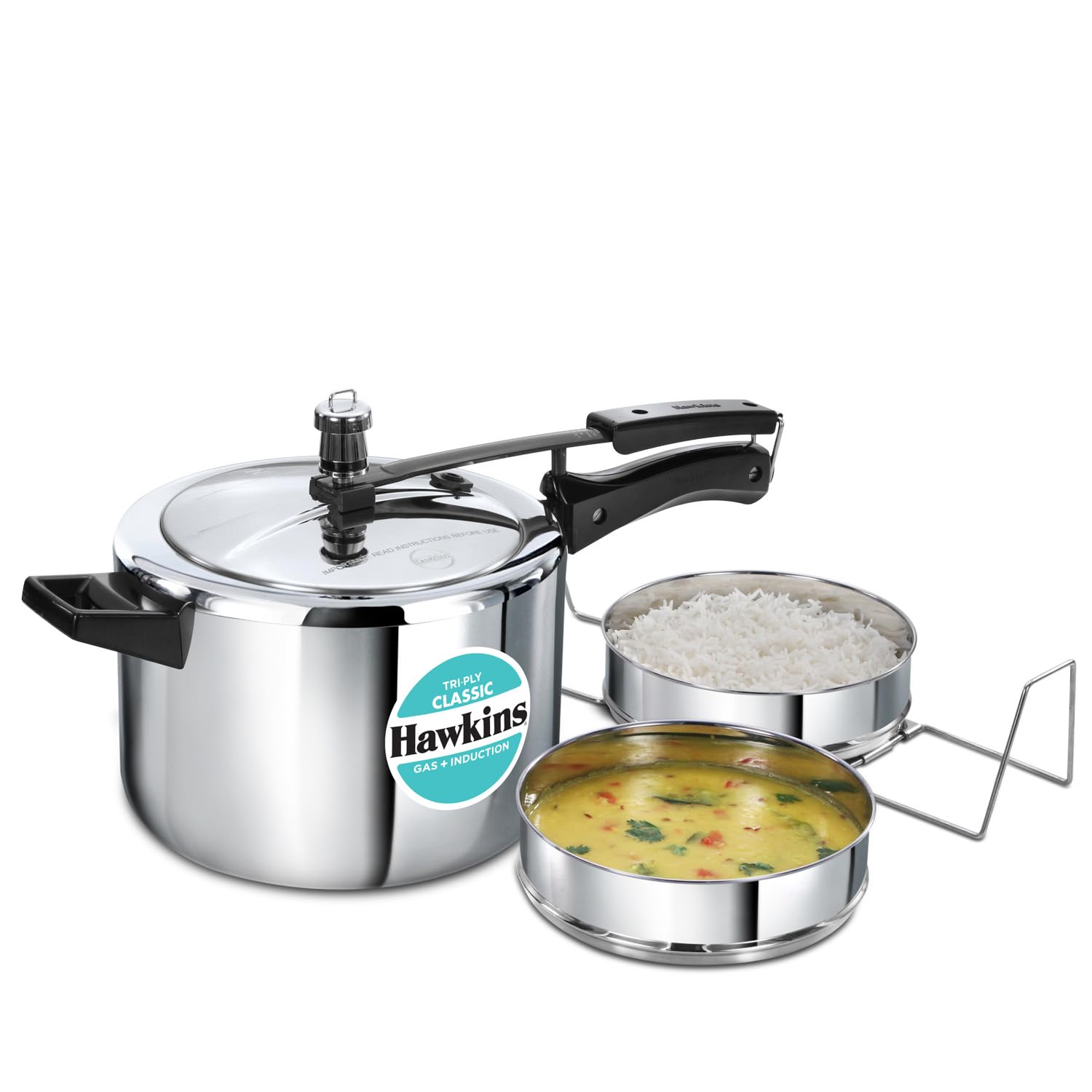 Buy Hawkins Classic 5 Litre Tri-Ply Pressure Cooker with Separator ...