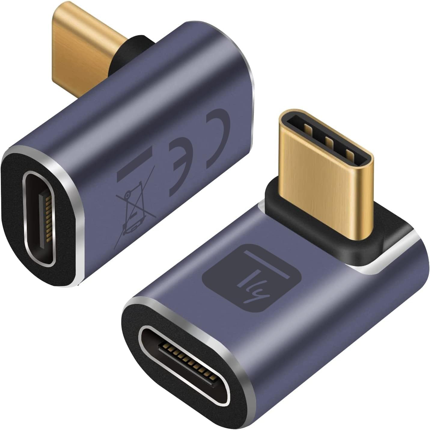 Amazon.com: TECHLY 366419 USB-C™ Male/Female Angled Adapter 90° 40Gbps ...