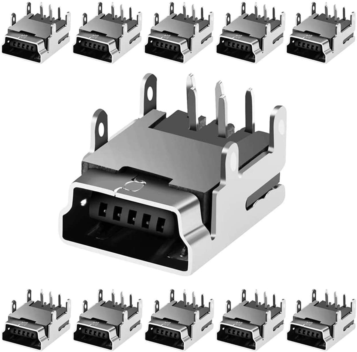 Amazon.com: Mini USB Type B Female Socket, 10 Pcs 5-Pin Right Angle Dip ...