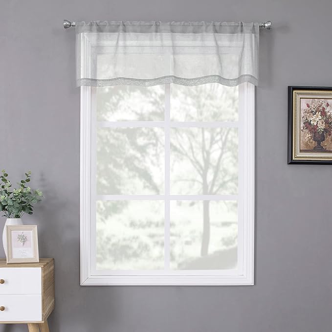 Amazon.com: Tollpiz Sheer Valance Linen Textured Bedroom Valance ...