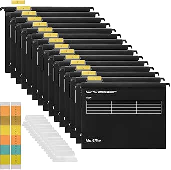 MerryNine 15 Pack A4 Suspension Files, Black Polypropylene Hanging File ...