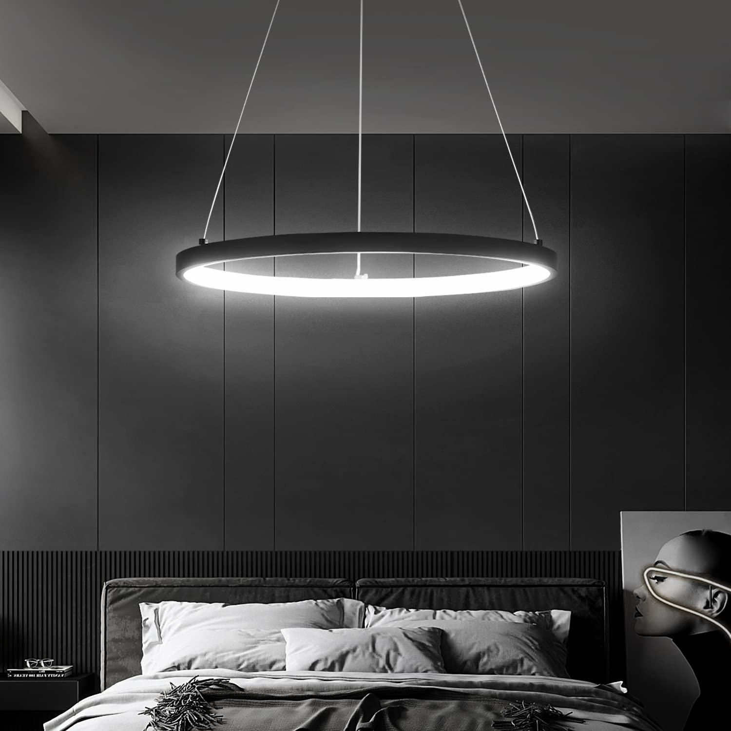 Gigecor Modern LED Chandelier, 1 Ring Large Chandeliers for High ...