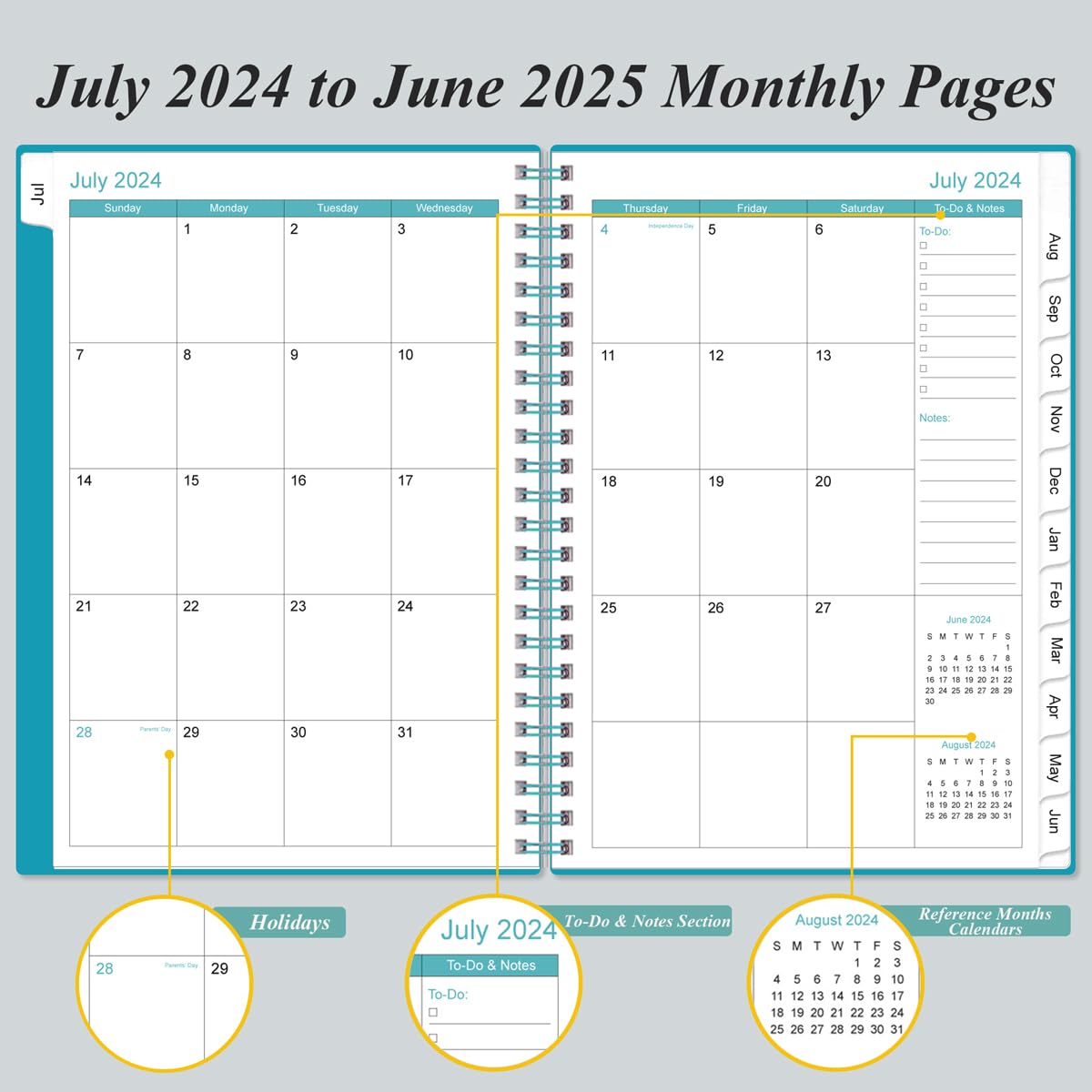 Snapklik.com : 2024-2025 Planner - Weekly & Monthly Planner From July ...