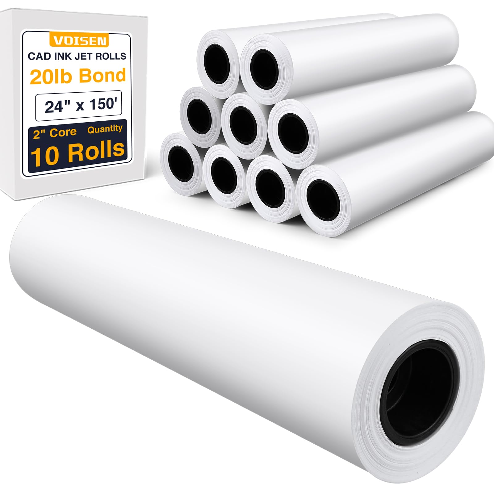 Snapklik.com : Wide Format Paper,10 Rolls Plotter Paper 24 In X 150 Ft ...
