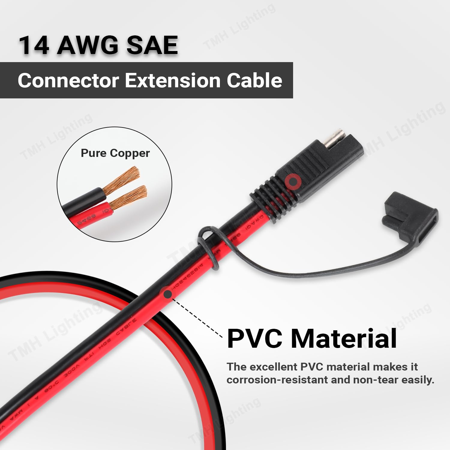 Snapklik.com : TMH SAE Extension Cable 14 AWG - 6FT SAE To SAE Quick ...