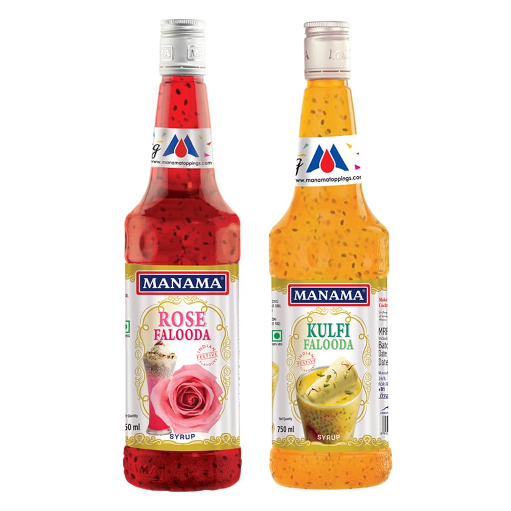 Manama Rose Falooda Syrup and Kulfi Falooda Syrup, 750ML Each, Mixer ...