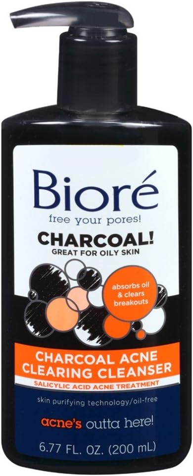 Amazon.com: Biore Charcoal Acne Clearing Cleanser 6.77 Ounce Pump ...