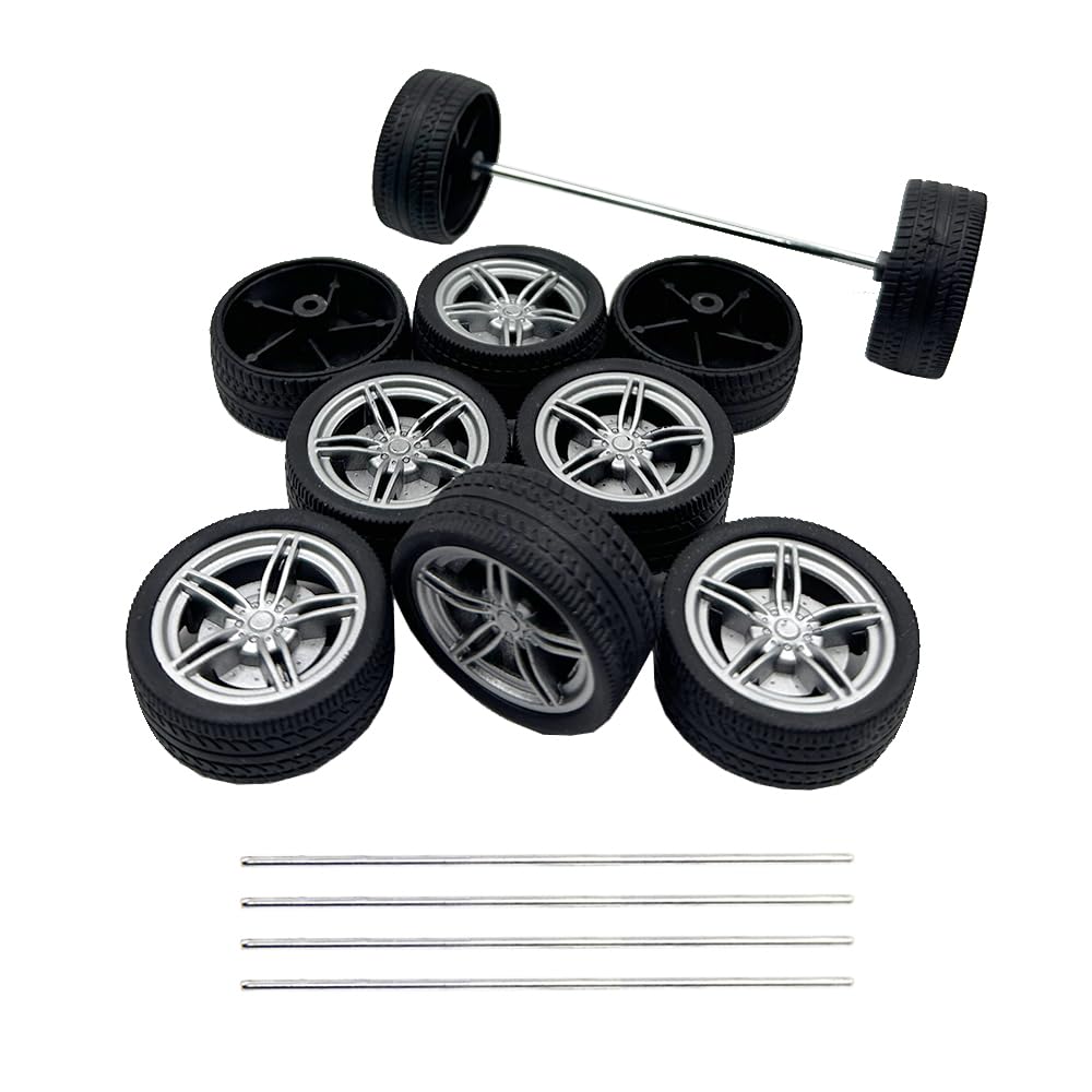 Amazon.com: 10PCS Toy Car Wheels 40mm Rubber Tire Wheels with Metal ...