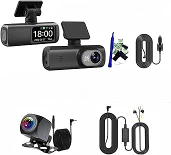 Amazon.com: 4K Dash Cam Dual Lens Driving Recorder Car DVR 1080P Rear ...