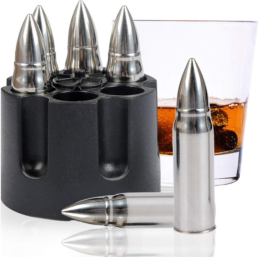 Amazon.com: Bullet Ice Cube for Whiskey - Steel Stones With Base, Set ...