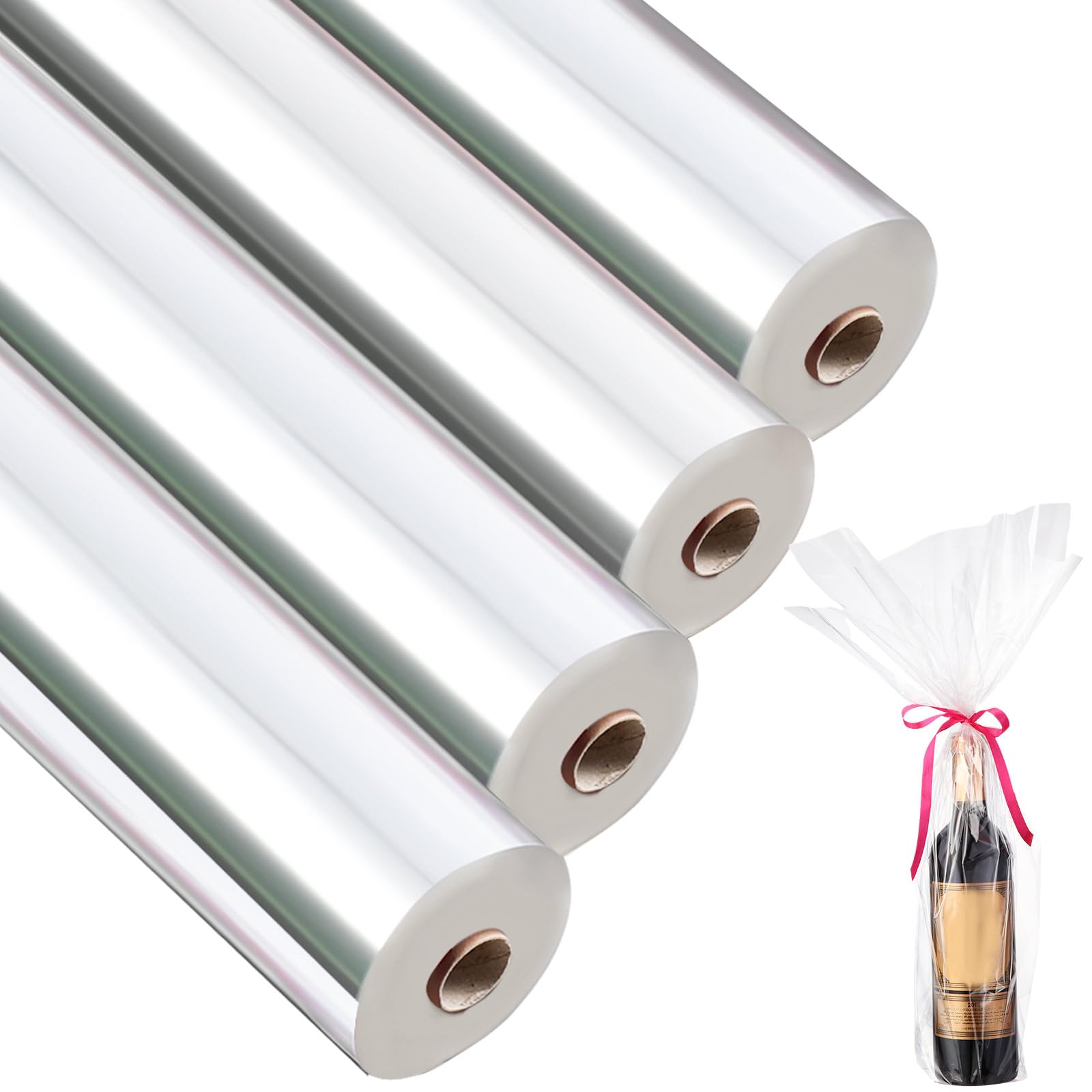 Amazon.com: Resurhang 4 Rolls Clear Cellophane Wrap Roll 400ft ...