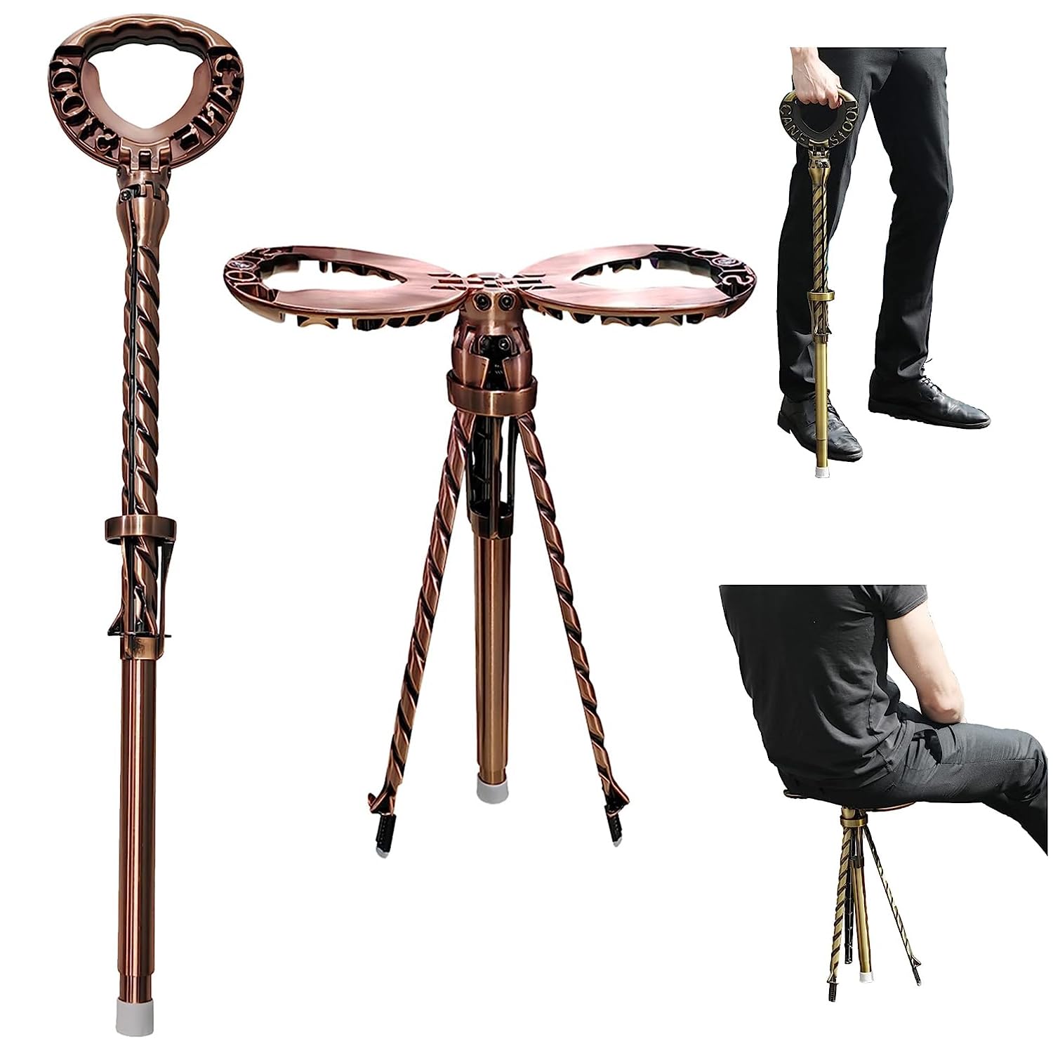 Upgraded Walking Cane with Seat Folding Cane Seat Portable Cane Stool ...