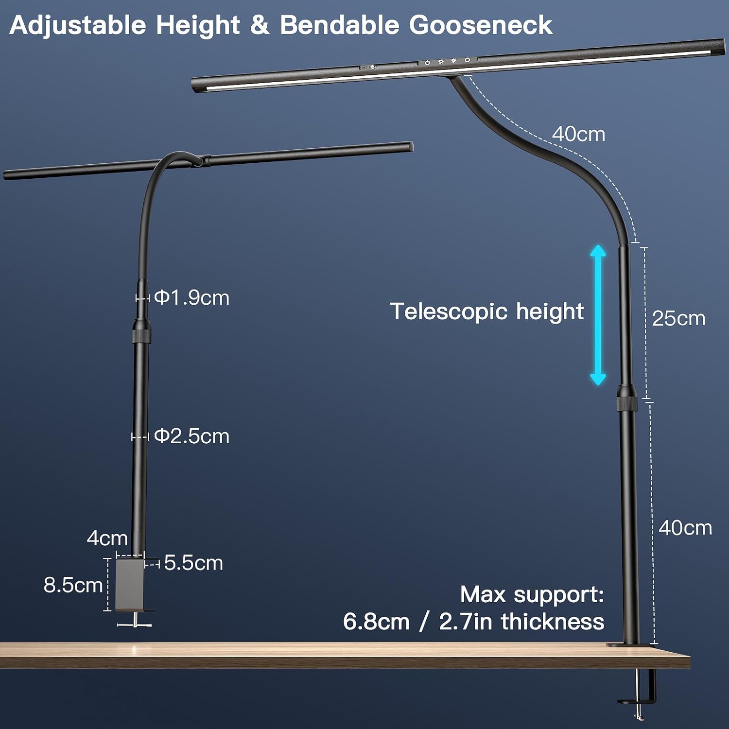 EYOCEAN Desk Lamp, 31.5″ LED Desk Lamp for Home Office,24W Gesture ...