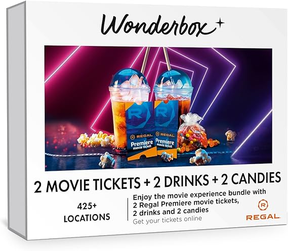 Amazon.com: WONDERBOX - Regal Movie Gift Box – 2 Tickets, 2 Drinks & 2 ...