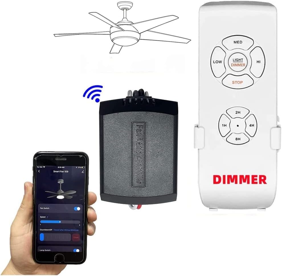 53T Smart Wi-Fi Ceiling Fan Remote Control Kit, 3 Fan Speed & Light ...
