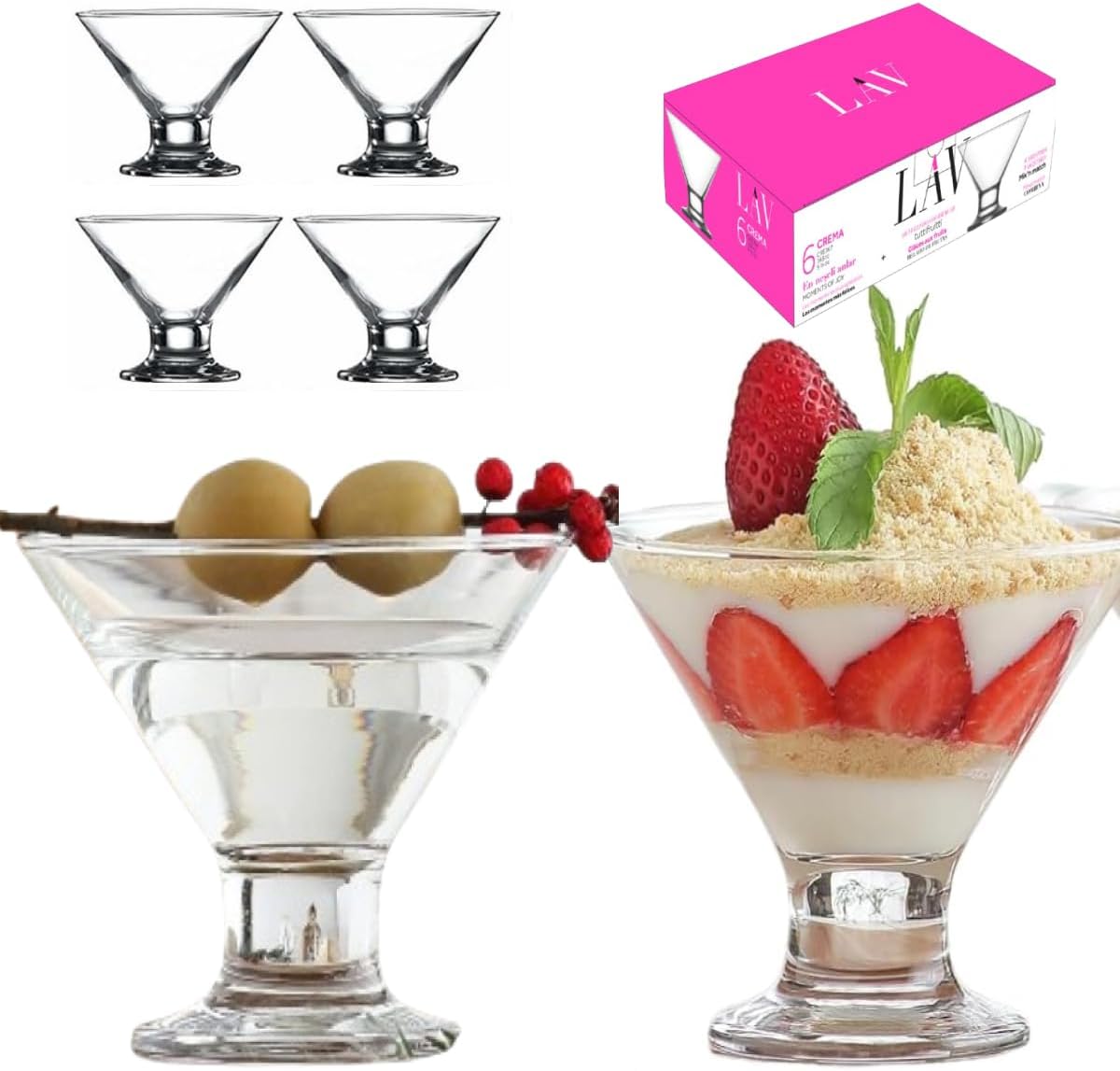 Amazon.com | LAV Stemless Martini Glasses Set of 6 - Mini Martini Glass ...