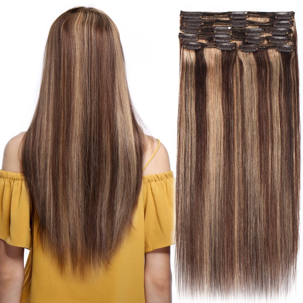 Amazon.com : MY-LADY Double Weft 100% Remy Human Hair Clip in ...
