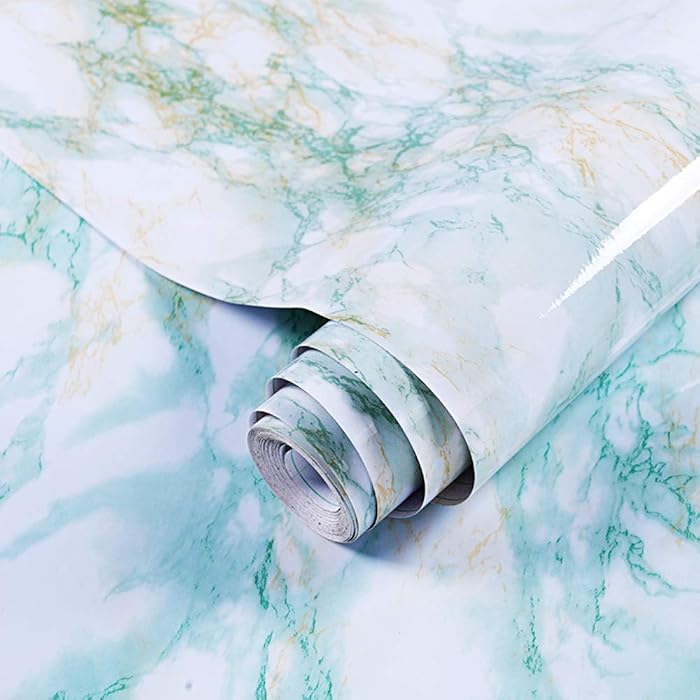Buy GLOBALDREAM Kitchen Marble Stickers, Green Marble Oilproof ...