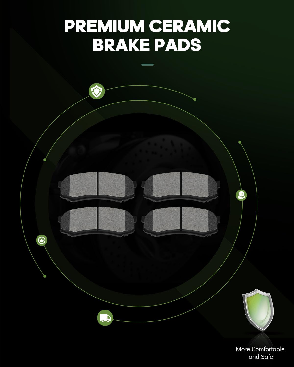 Snapklik.com : SCITOO D606 Rear Semi-Metallic Brake Pads Sets Fit For ...