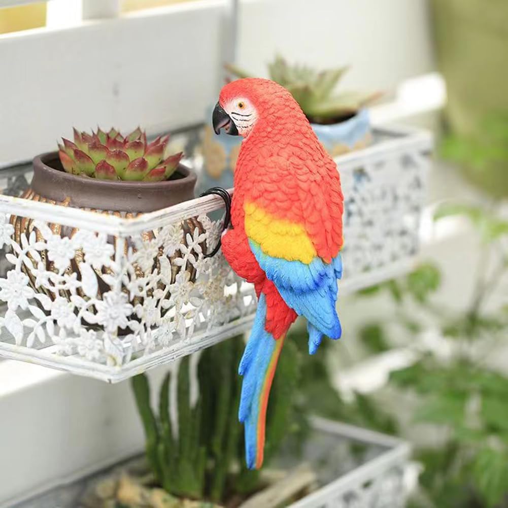 Amazon.com: suweisua Resin Parrot Plant Pot Hugger Patio Yard Statues ...