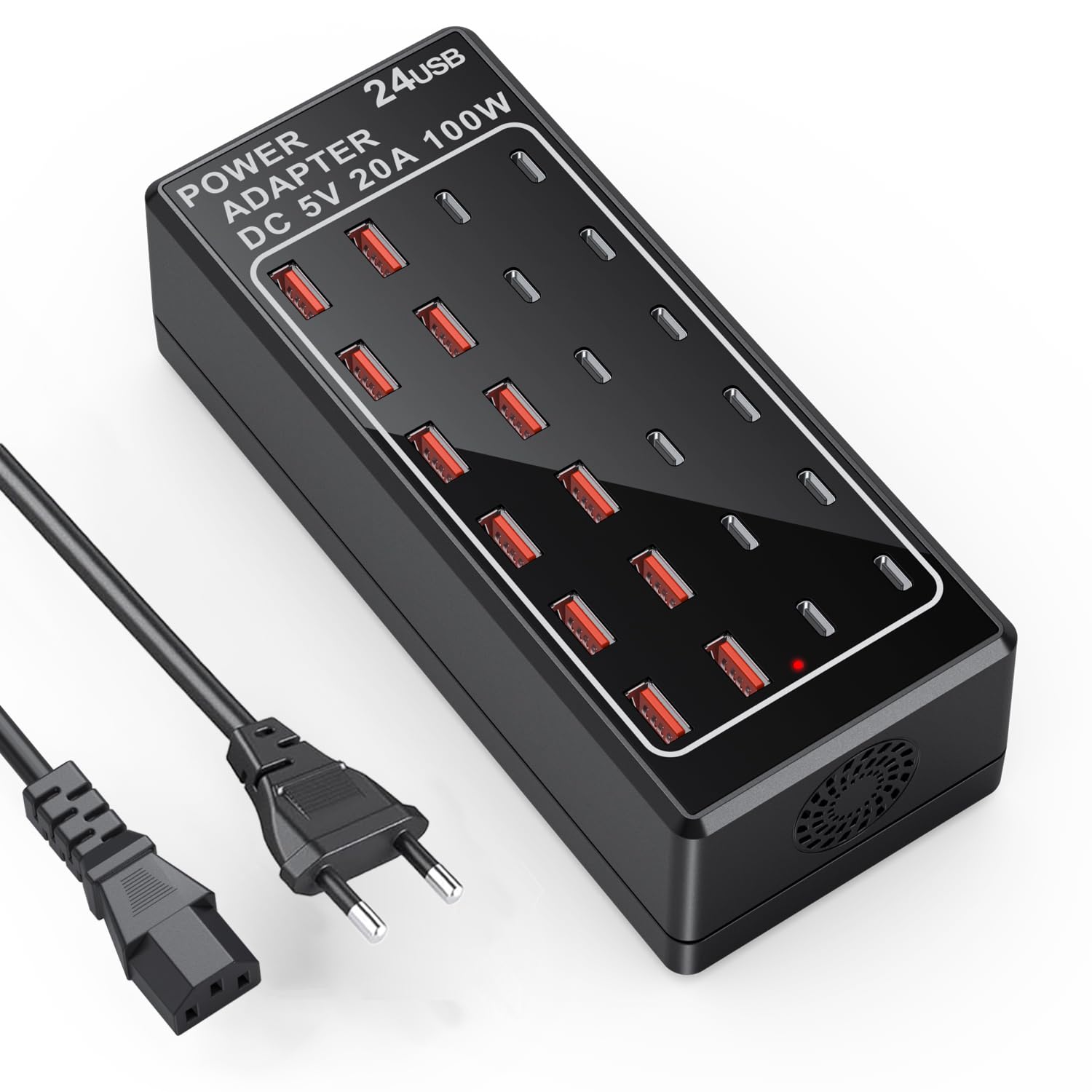 USB C Ladegeräte mehrfach, 24 Ports 100W/20A Desktop USB Ladestation ...