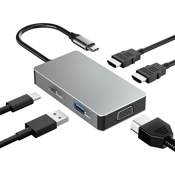 Buy USB C Docking Station Triple Monitors, 5 in 1 USB-C Laptop Docking ...
