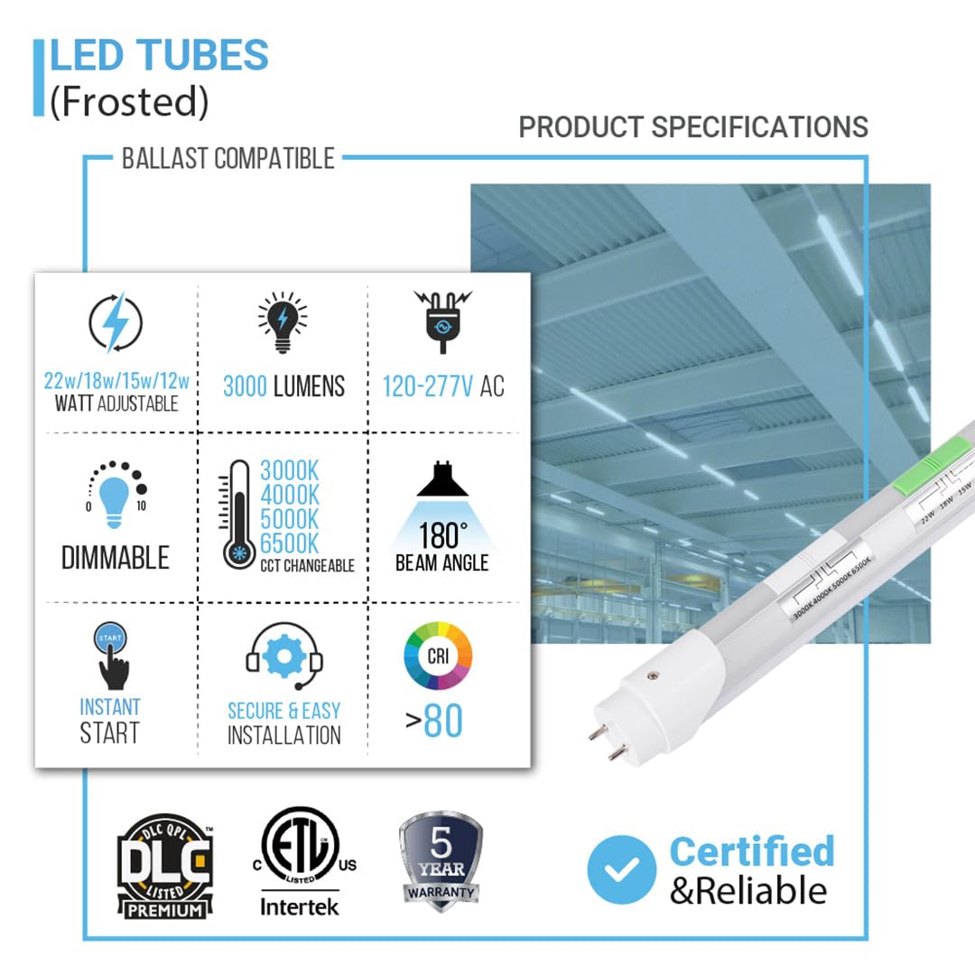 Snapklik.com : 4FT T8 LED Tube Light, Type A+B, 12W/15W/18W/22W, 3000K ...