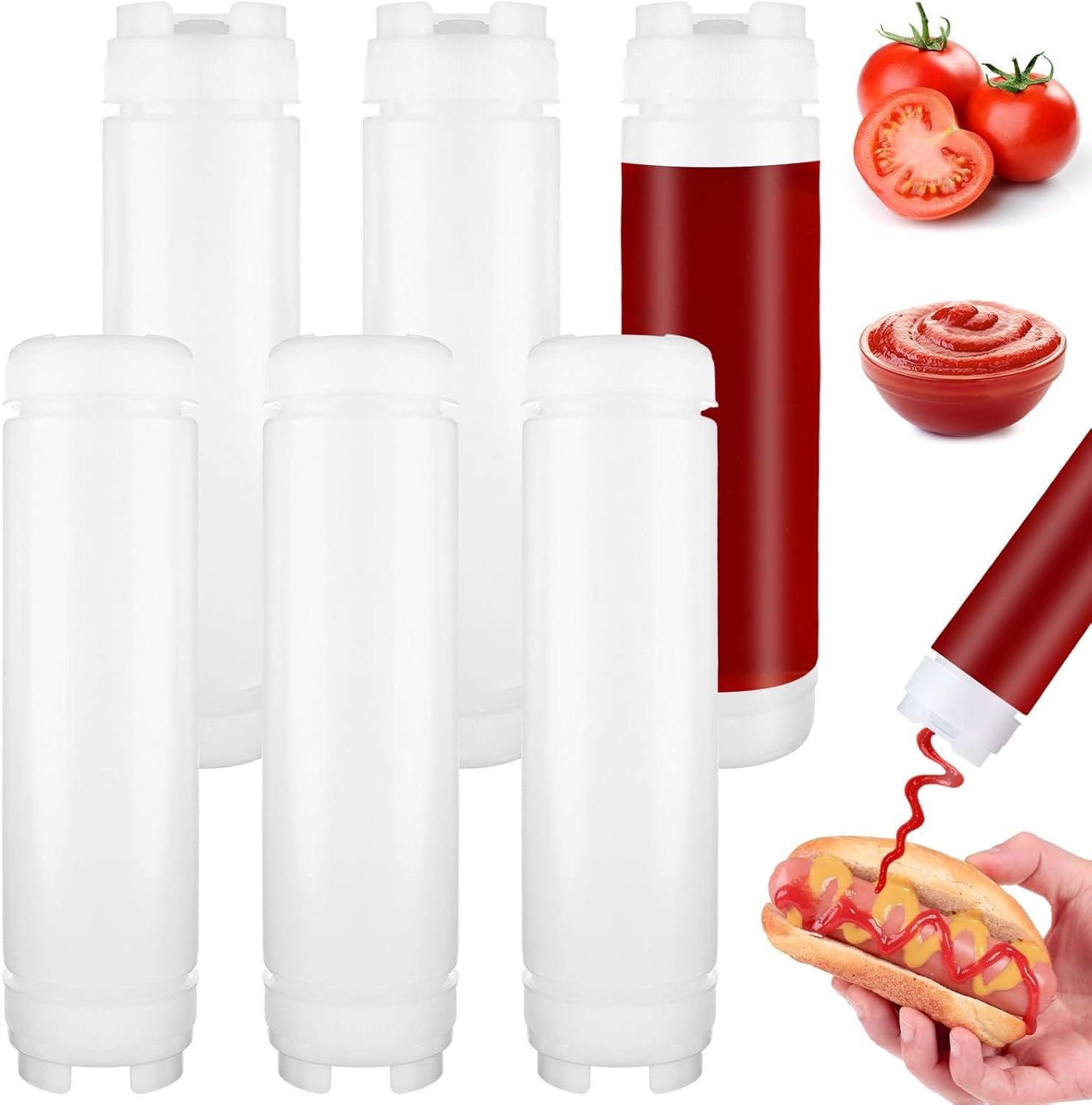 GANGBARU 6 Pcs 16oz Inverted Plastic Squeeze Bottle with Refillable ...