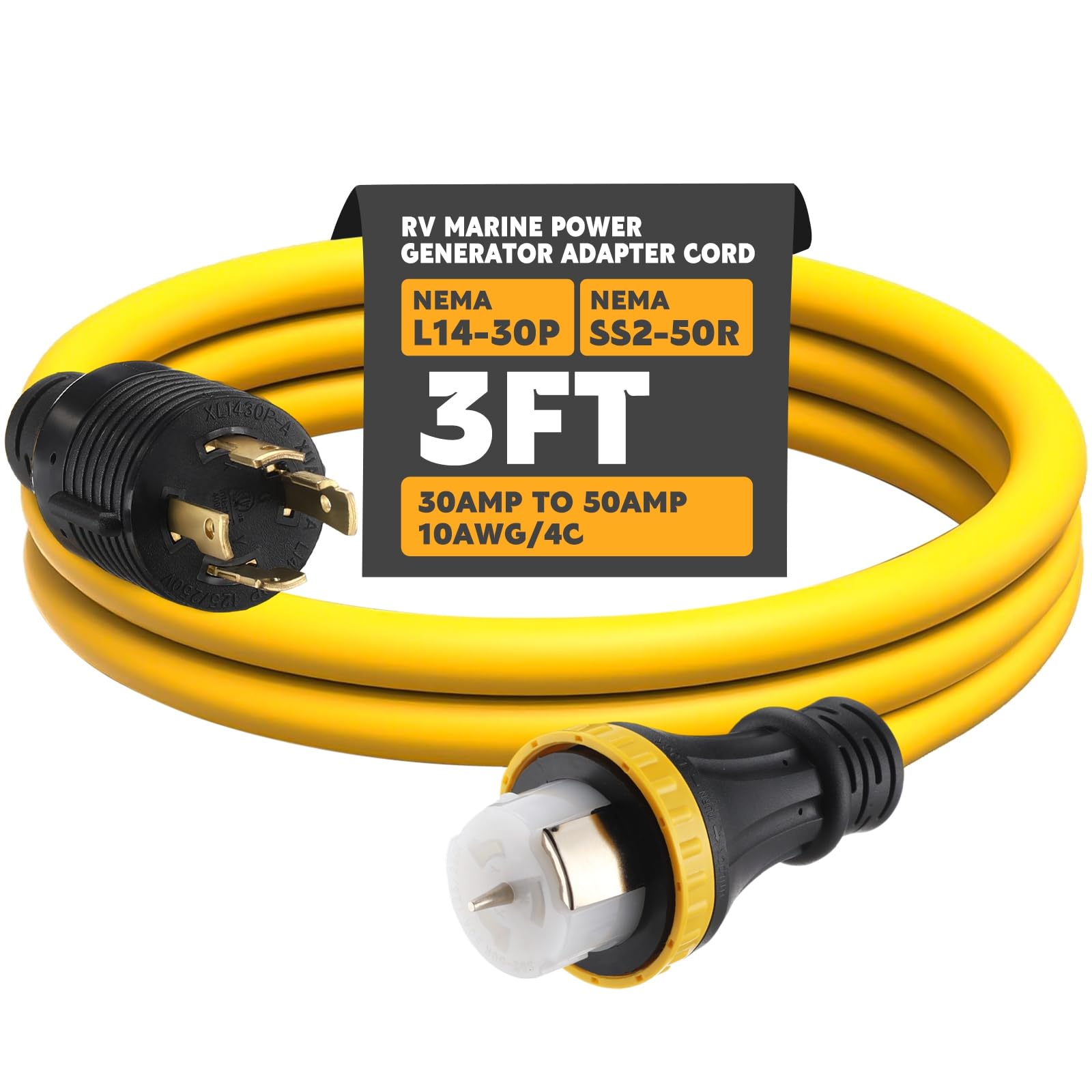 Amazon.com: Tellegloww 3FT NEMA L14-30P to SS2-50R RV Marine Power ...