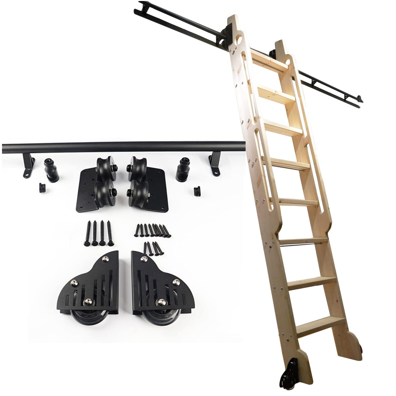 Amazon.com: Rolling Library Ladder Sliding Rail Track Hardware Kit ...