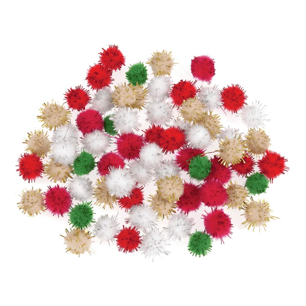 DELETE - SALE - 100 Mixed Colour Glitter 7mm Craft Pom Poms : Amazon.co ...