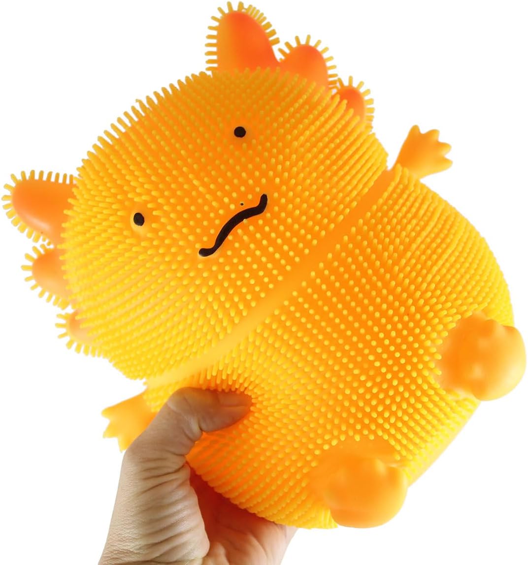 Amazon.com: 1 Orange Jumbo 8" Axolotl Puffer Air- Filled Squeeze Stress ...