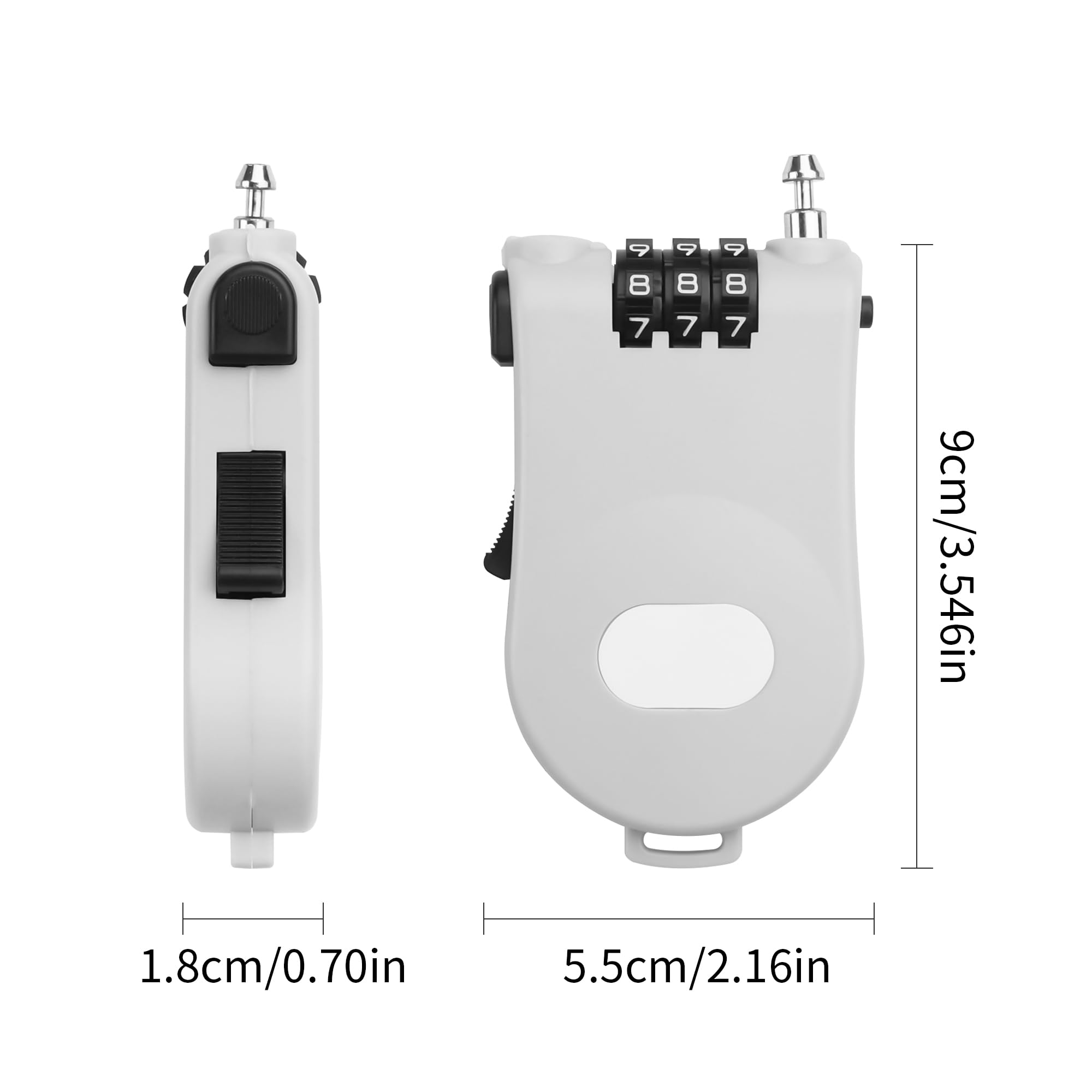 Snapklik.com : YAODHAOD Retractable Steel Cable Luggage Lock 3 Digit ...