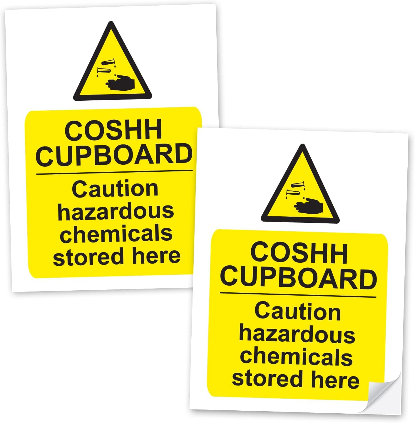 SAFESIGN (2 Pack) COSHH Cupboard Adhesive PVC Sign Stickers - 200mm x 150mm - Safety Health ...