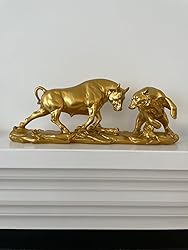 Amazon.com: AETVRNI Wall Street Bull Statue Sculpture Stock Market Charging Bull Animal Figurine ...