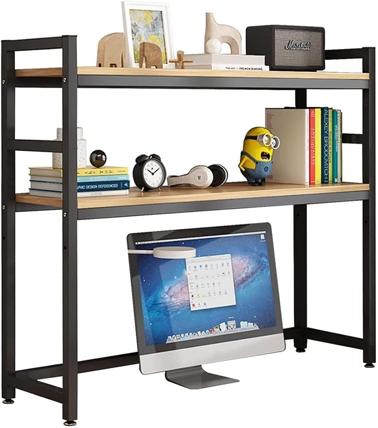 Amazon.com: Office Storage Rack - 2 Tier Adjustable Desktop Organizer ...
