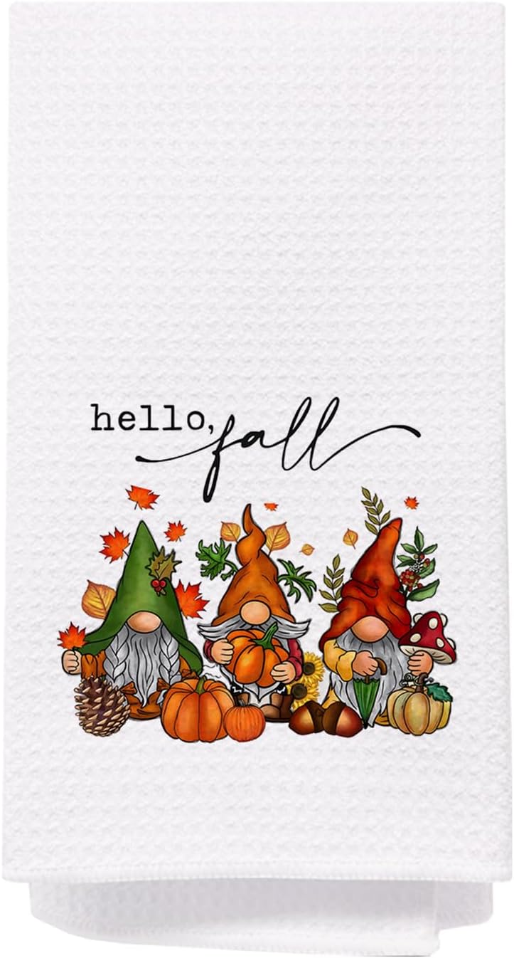 Amazon.com: Fall Kitchen Towels Maple Leaf Pumpkin Plaid Hand Towels ...