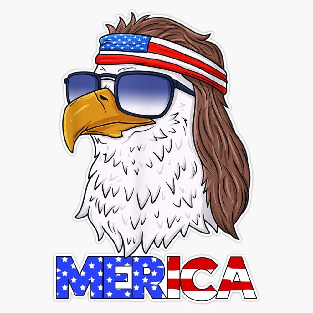 Amazon.com: Eagle Mullet 4Th of July Patriotic Funny Merica Sticker Bumper Sticker Vinyl Decal 5 ...