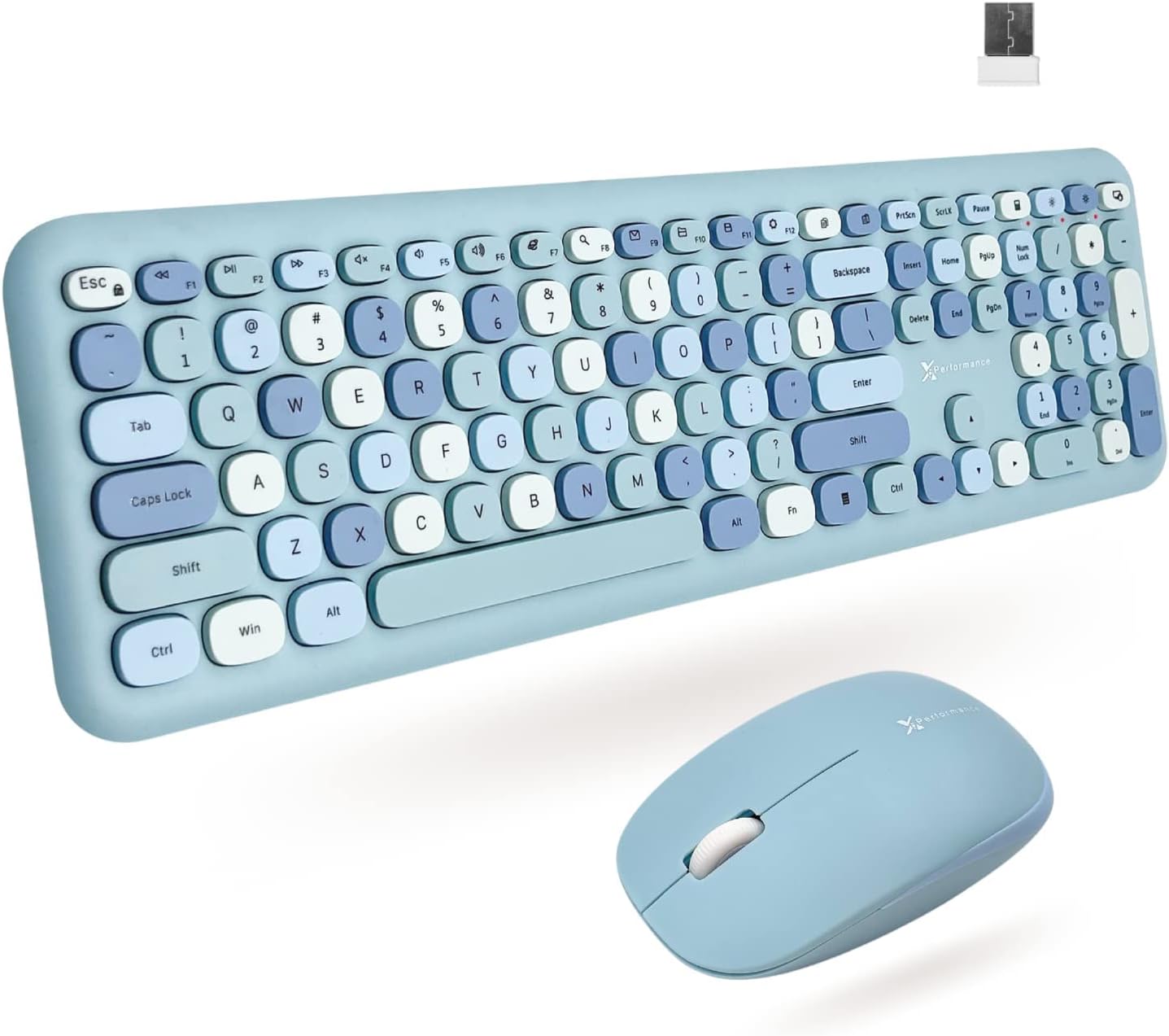 Amazon.com: iRoboosta Blue Colorful Wireless Keyboard and Mouse Combo ...